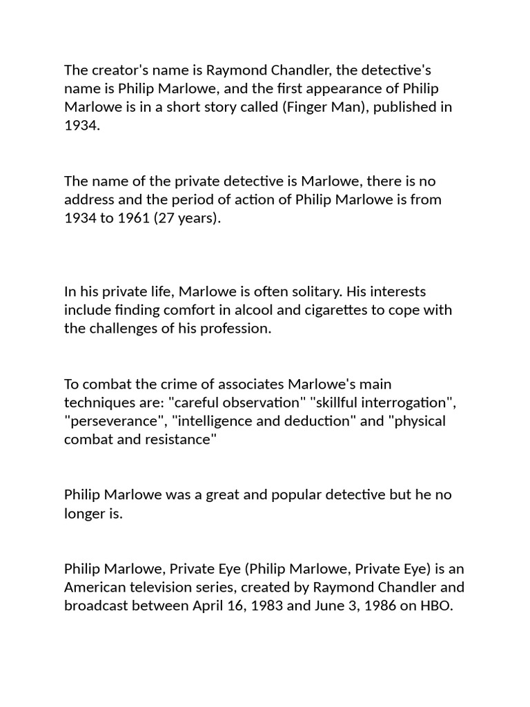 Philip Marlowe: Raymond Chandler's Detective | PDF