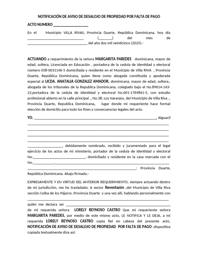 Notificacion de Desalojo Lorely | PDF