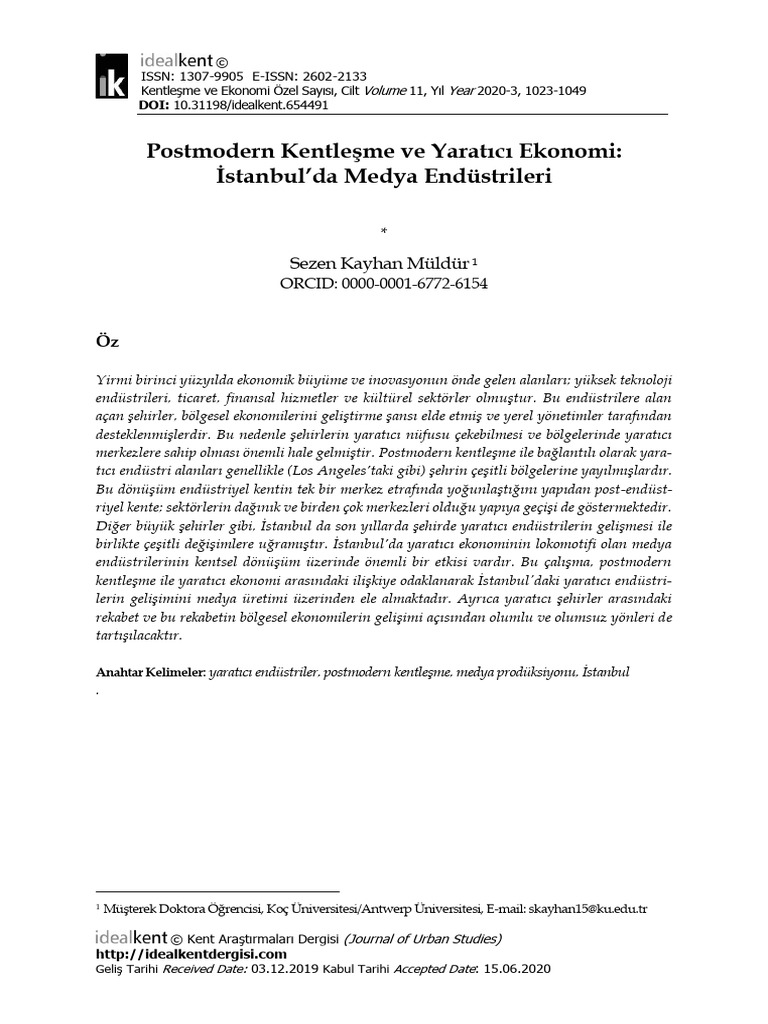 Postmodern Kentle__me ve Yarat__c__ Ekonomi_ __stanbul___da Medya End ...