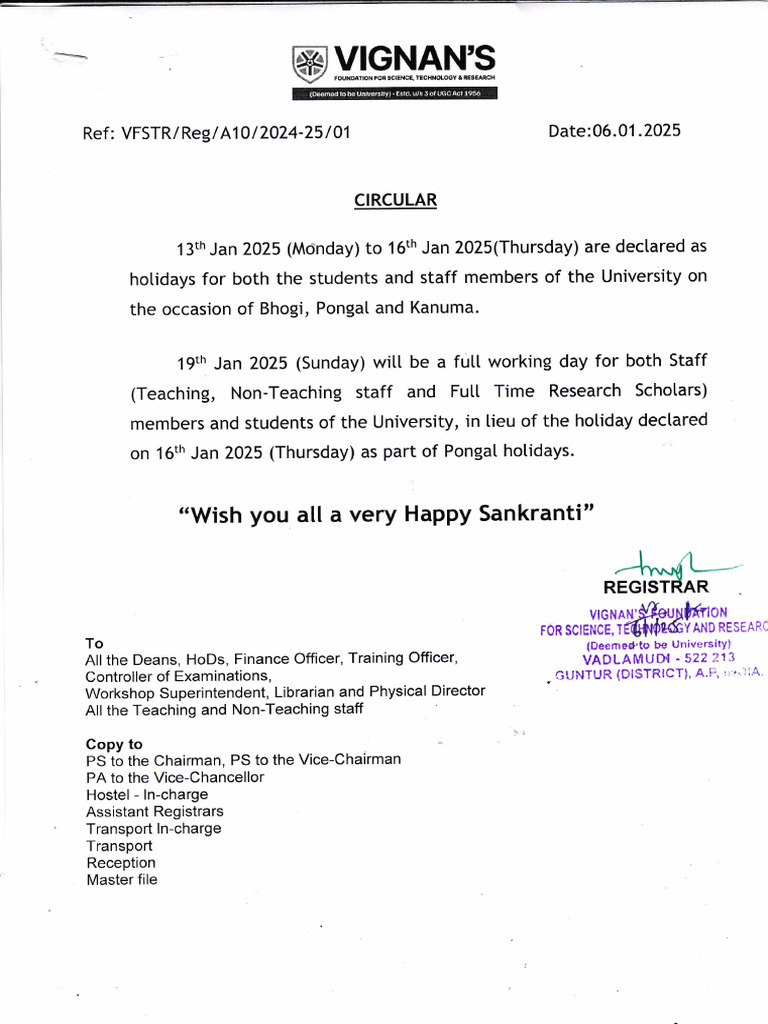 Pongal 2025 Holiday Schedule | PDF