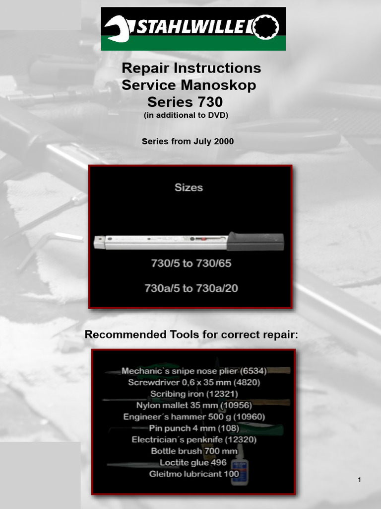 Repair Instructions Torque Wrench 730 | PDF