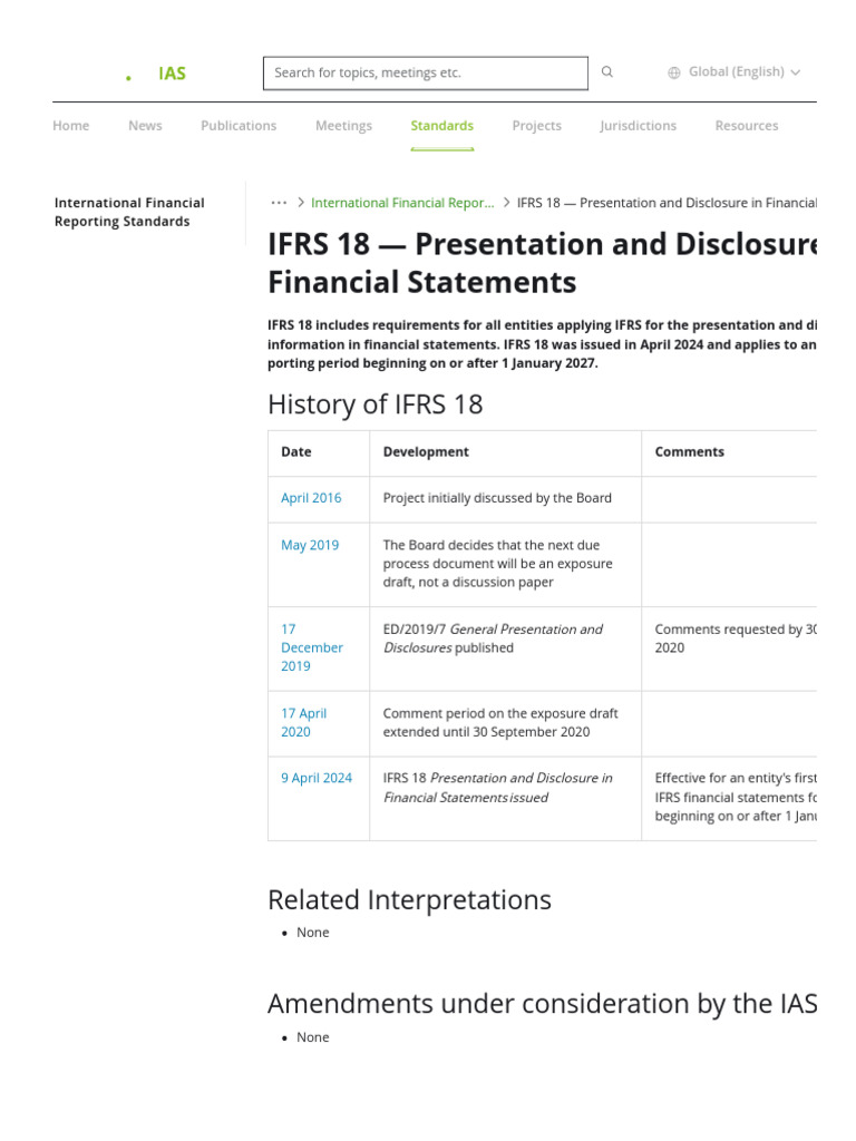 IFRS 18: Financial Statement Guidelines | PDF | Financial Statement ...