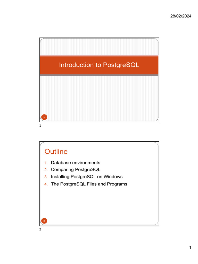 1 Introduction2PostgreSQL | PDF | Postgre Sql | Databases