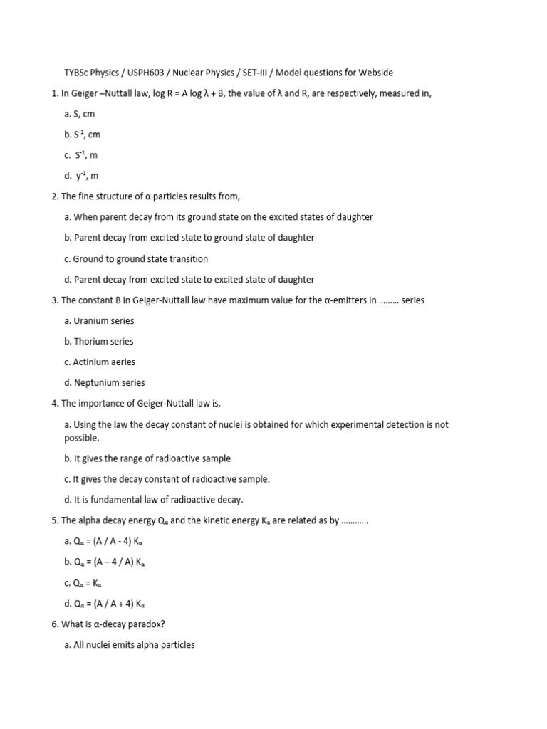 TYBSc_USPH603_Nuclear-Physics-9 | PDF | Neutrino | Neutron