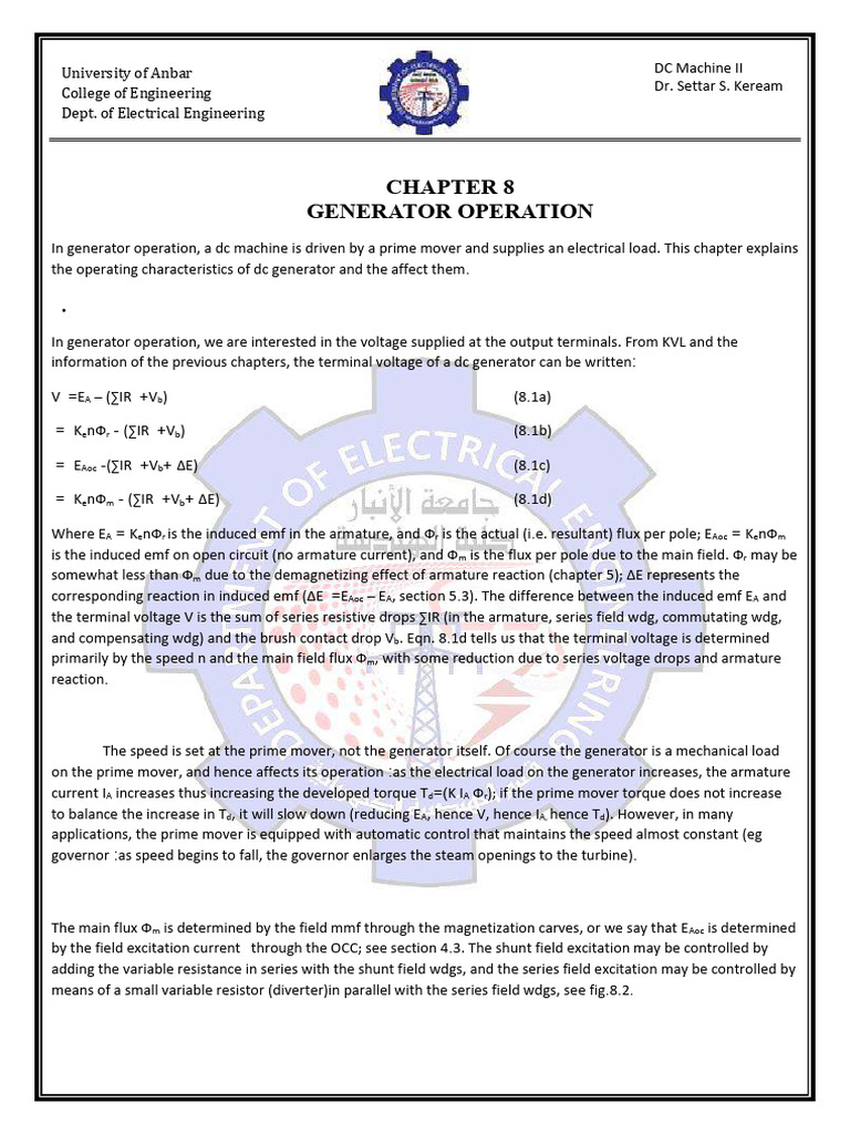 Lecture - Form - EE - DC2 - Compressed | PDF | Electric Generator | Voltage