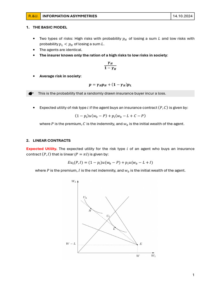 Information Asymmetries | PDF | Insurance | Risk Aversion
