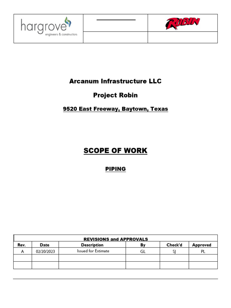 HAR-1000-PI-SC-0002 - Rev A - PIPING SOW | PDF | Pipe (Fluid Conveyance ...