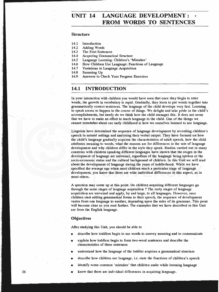 Unit-14 DECE-1 Organizing Child Care Services | PDF | Language Development | Language Acquisition