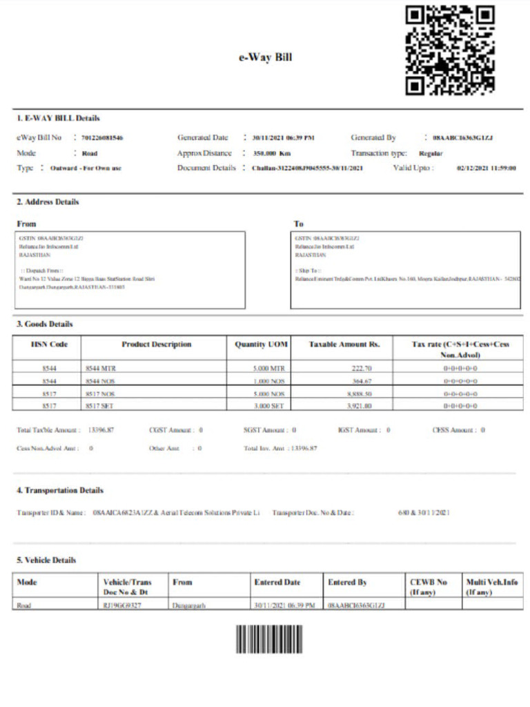E way Bill 1 conv | PDF