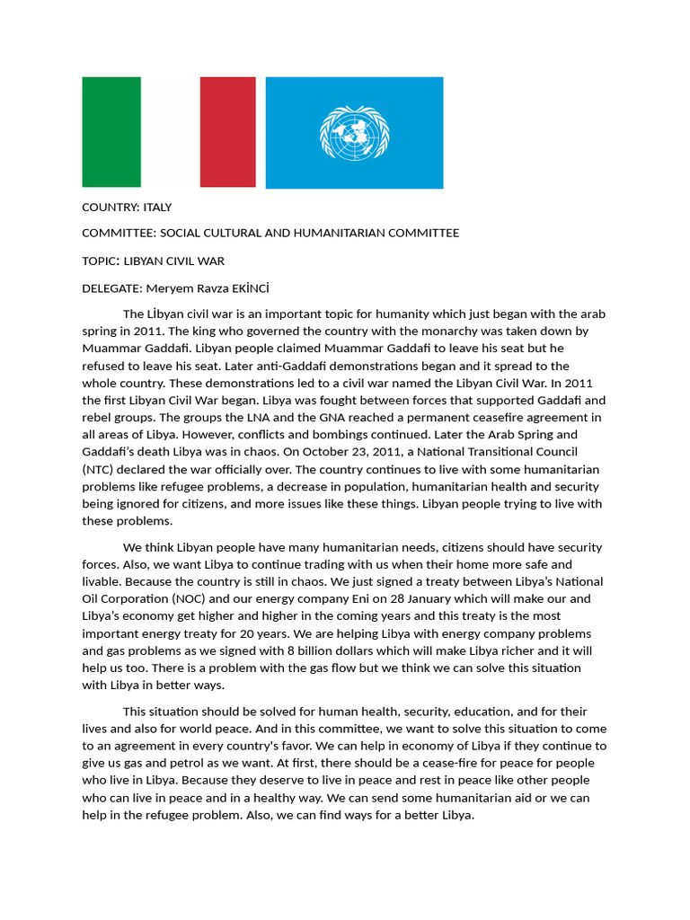 Italy Position Paper | PDF | Libya | Muammar Gaddafi