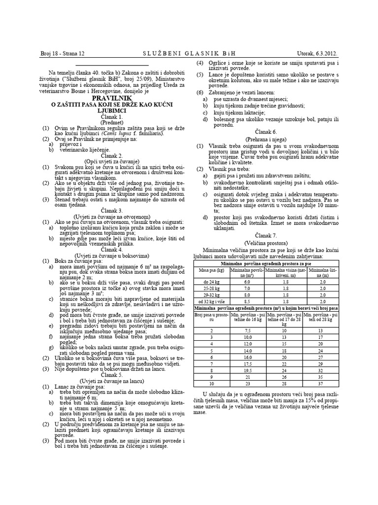 PRAVILNIK o Zasiti Pasa Koji Se Drze Kao Kucni Ljubimci | PDF