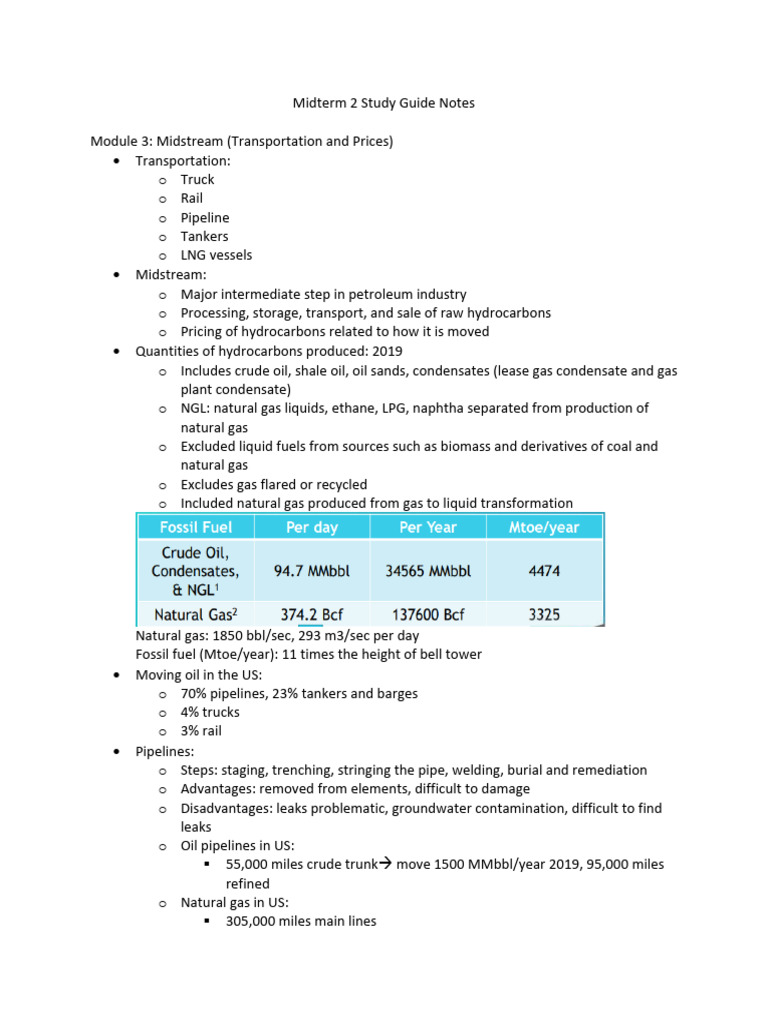 EAPS 375 Midterm 2 Study Guide Notes | PDF | Steam Engine | Natural Gas