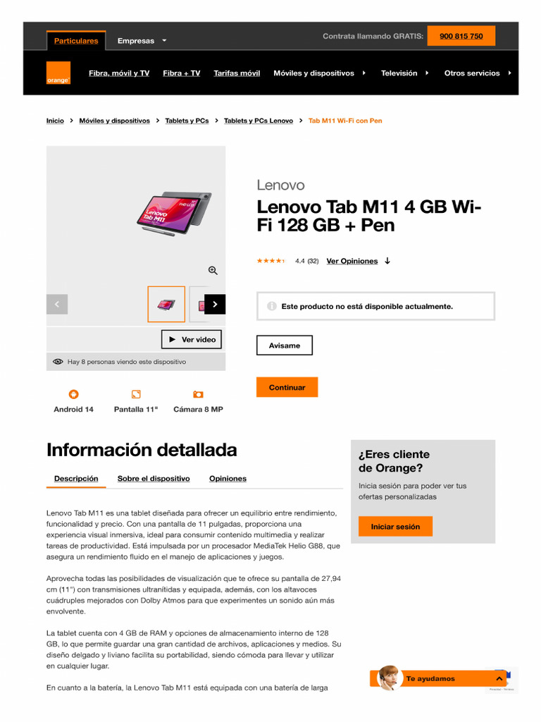 Lenovo Tab M11 4 GB Wi-Fi 128 GB + Pen | PDF