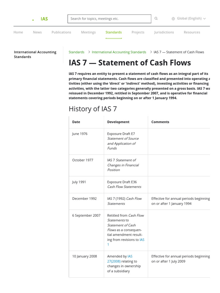 IAS 7 - Statement of Cash Flows | PDF | International Financial ...