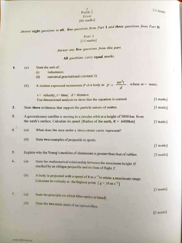 24 Waec Elective Physics Questions | PDF