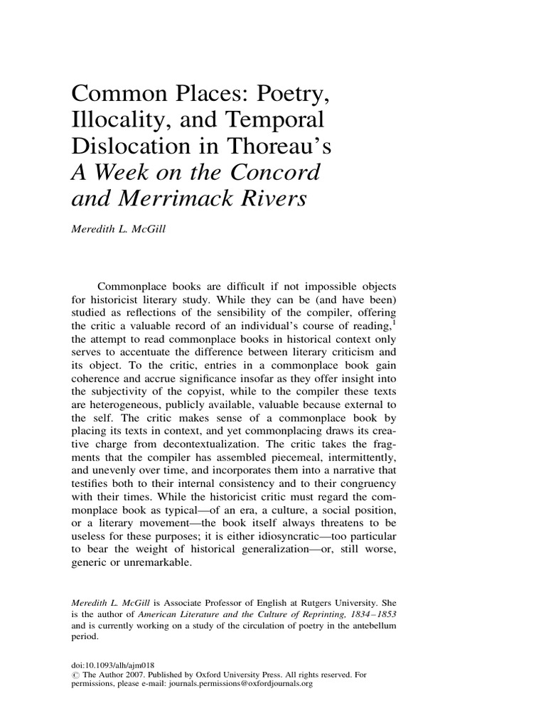 McGill Common Places | PDF | Ralph Waldo Emerson | Poetry