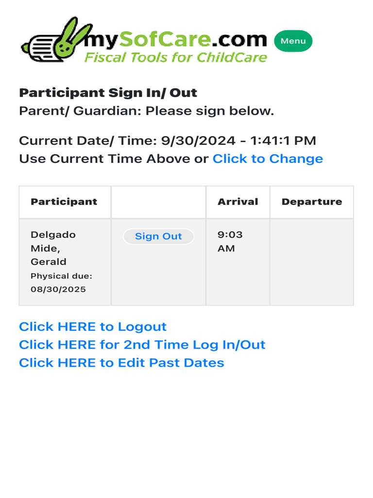 Participant Sign In/Out Log Template | PDF