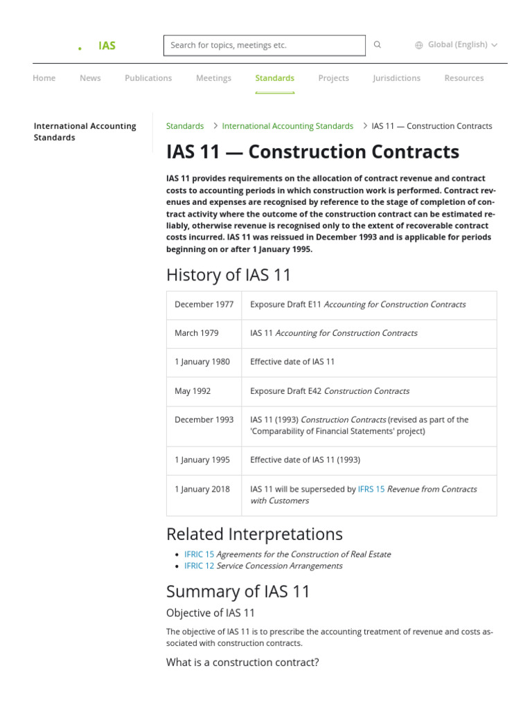 IAS 11 - Construction Contracts | PDF | International Financial Reporting Standards | Revenue