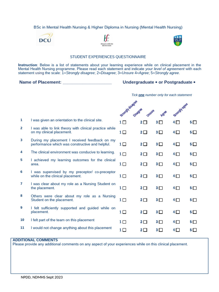 Student Experiences Questionnaire FINAL 05122023 | PDF | Psychology ...