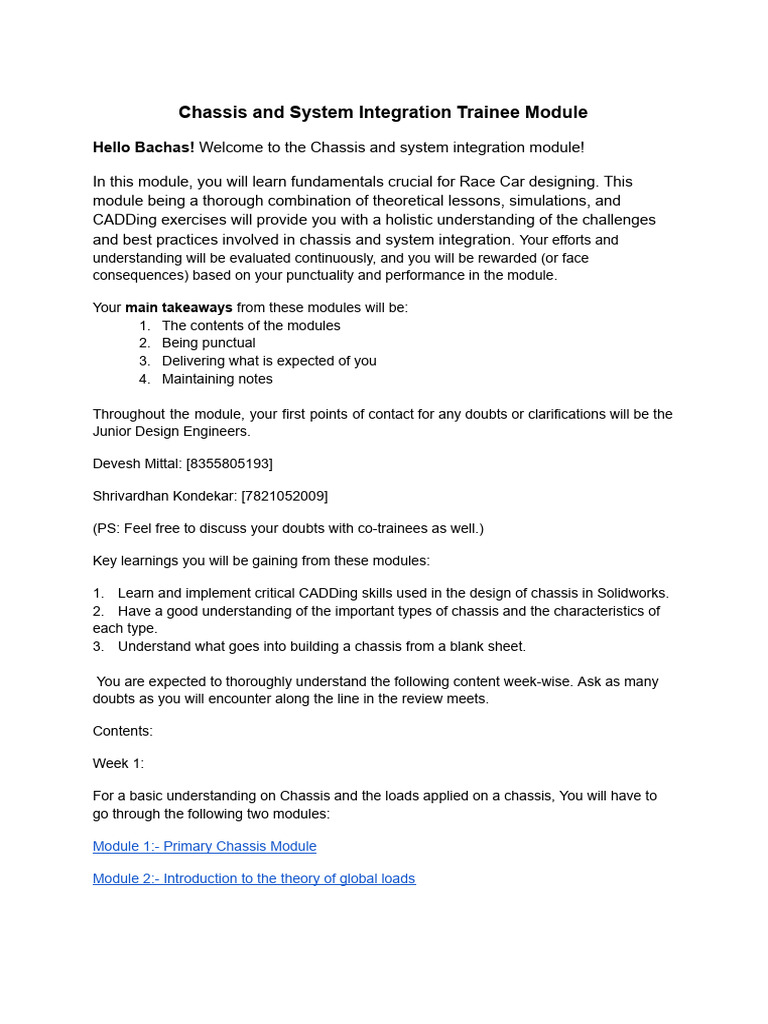 Chassis and System Integration Trainee Module | PDF | Cognition