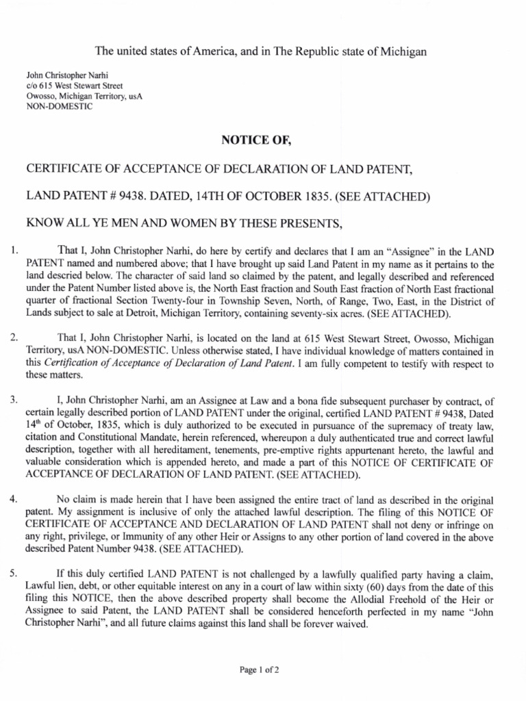 Complete Land Patent Public Notice | PDF | Patent | Common Law