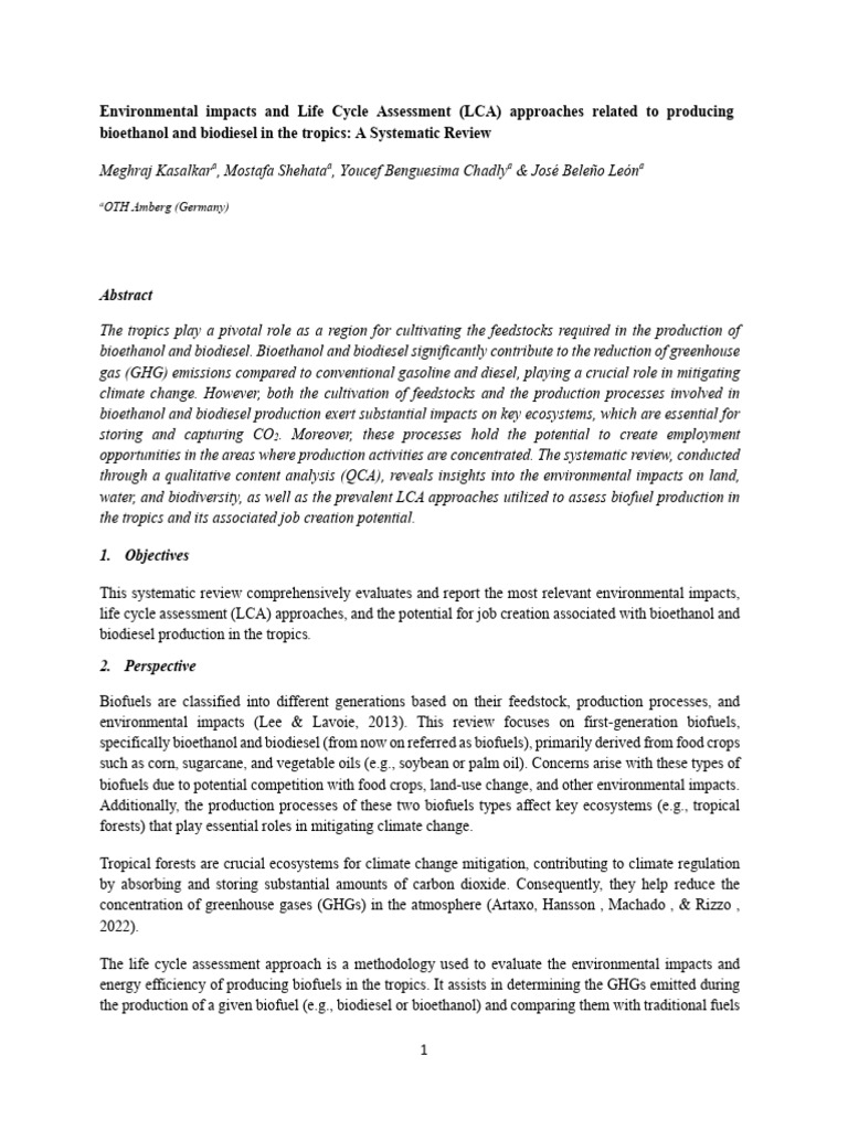 Environmental Impacts and Life Cycle Assessment (LCA) Approaches ...