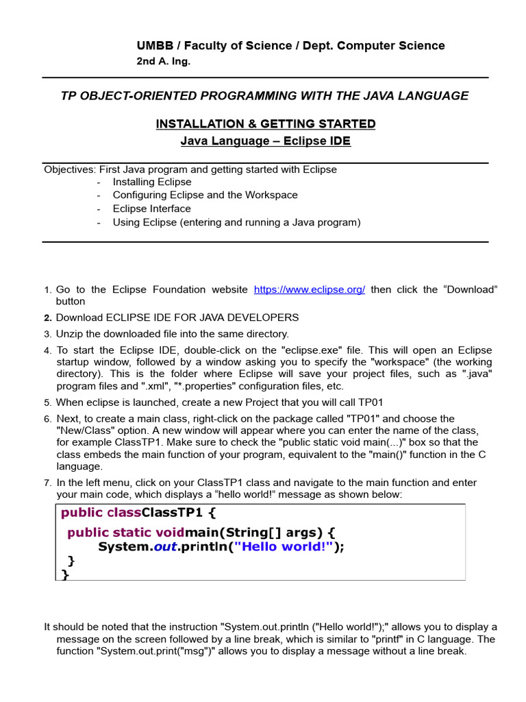 TP0 | PDF | Eclipse (Software) | Java (Programming Language)