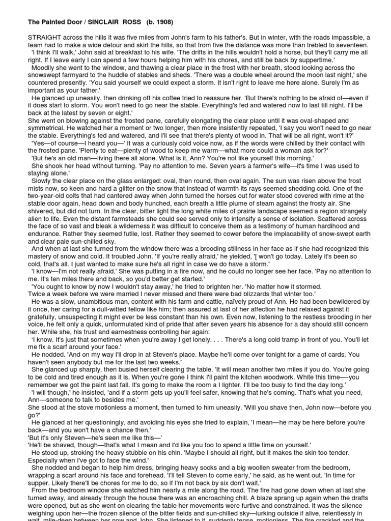 The Painted Door / SINCLAIR ROSS (B. 1908) | PDF | Nature