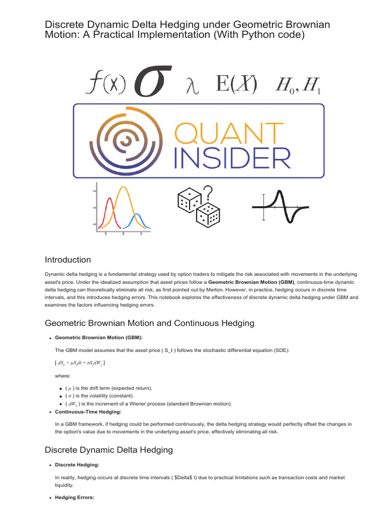 Discrete Dynamic Delta Hedging Analysis | PDF | Option (Finance ...
