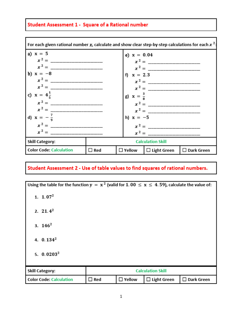 Grade 8 Unit 2 Mathematics Assessment (New) | PDF | Square Root | Green