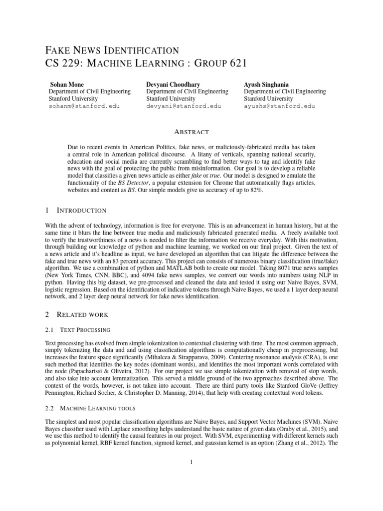 Fake News Detection Using Machine Learning | PDF | Support Vector ...