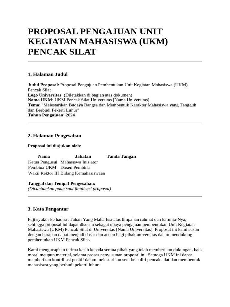 Proposal UKM Pencak Silat 2024 | PDF