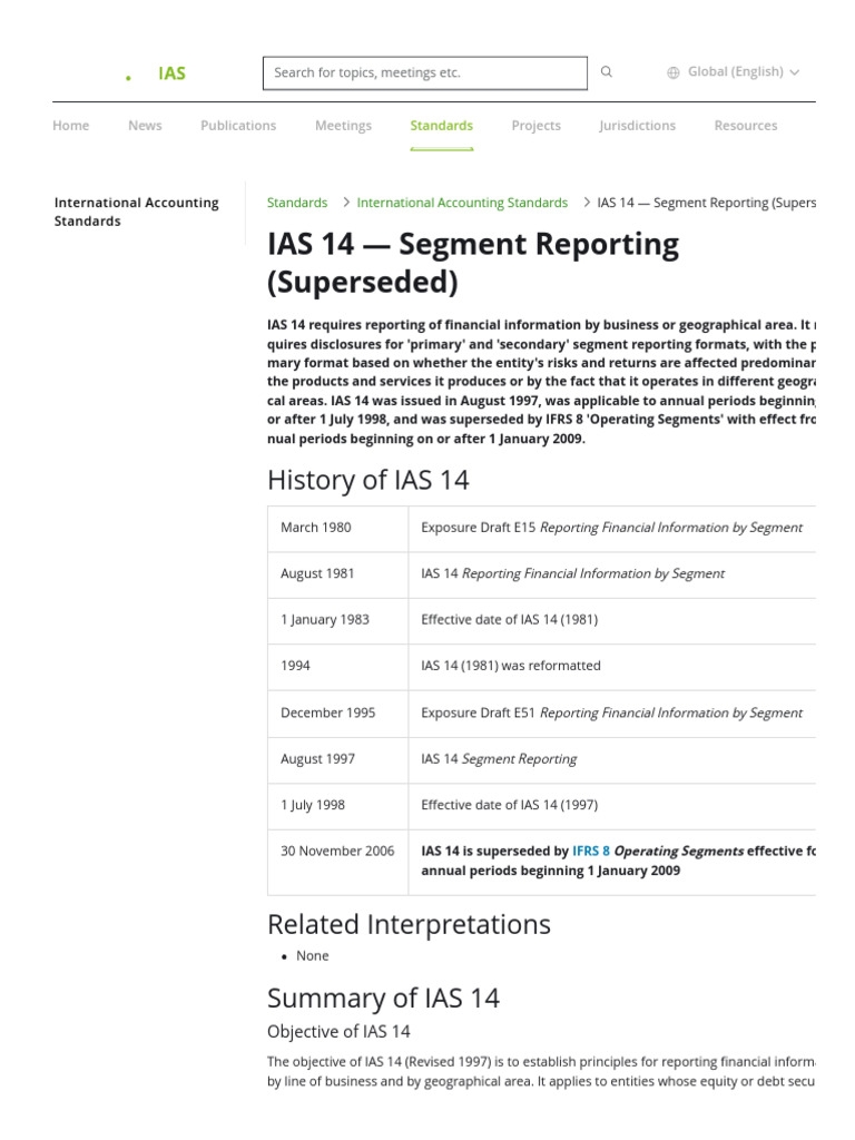 IAS 14 Segment Reporting Overview | PDF | International Financial ...