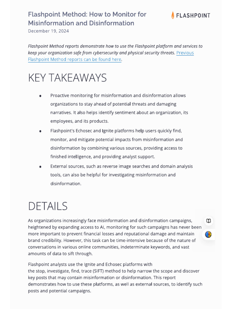 Flashpoint Method How To Monitor For Misinformation and Disinformation ...