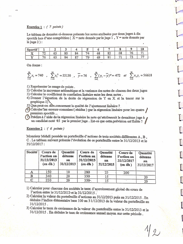Exam2 Stat Sep 2018 Chorfi | PDF