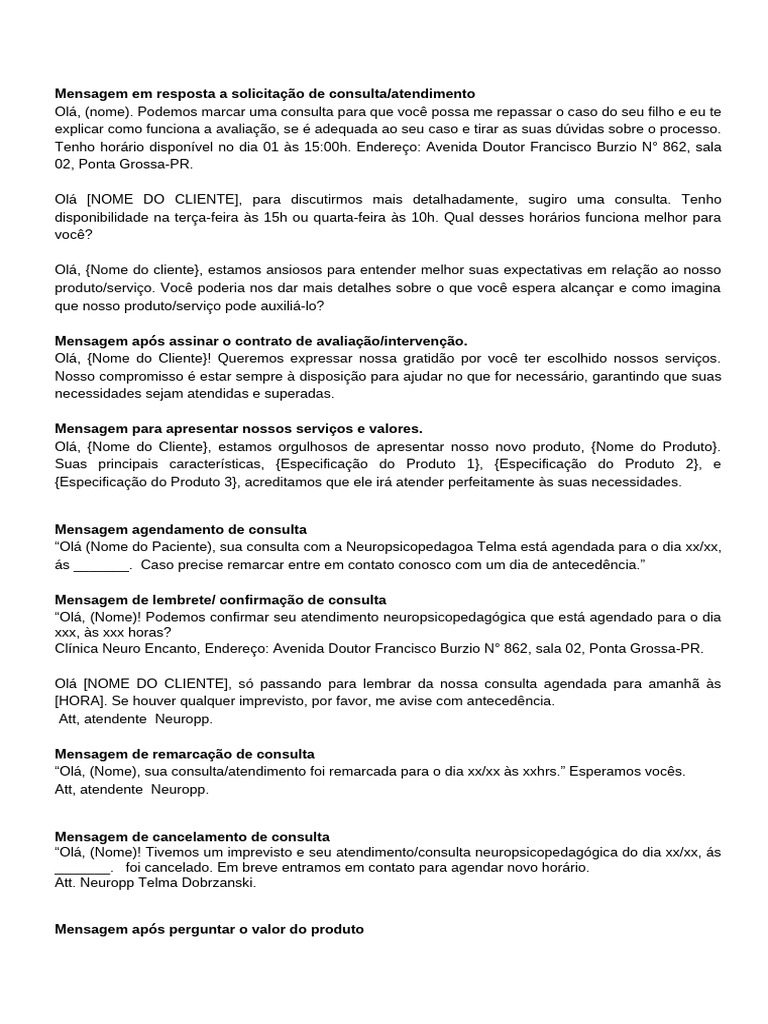 Script de Atendimento | PDF