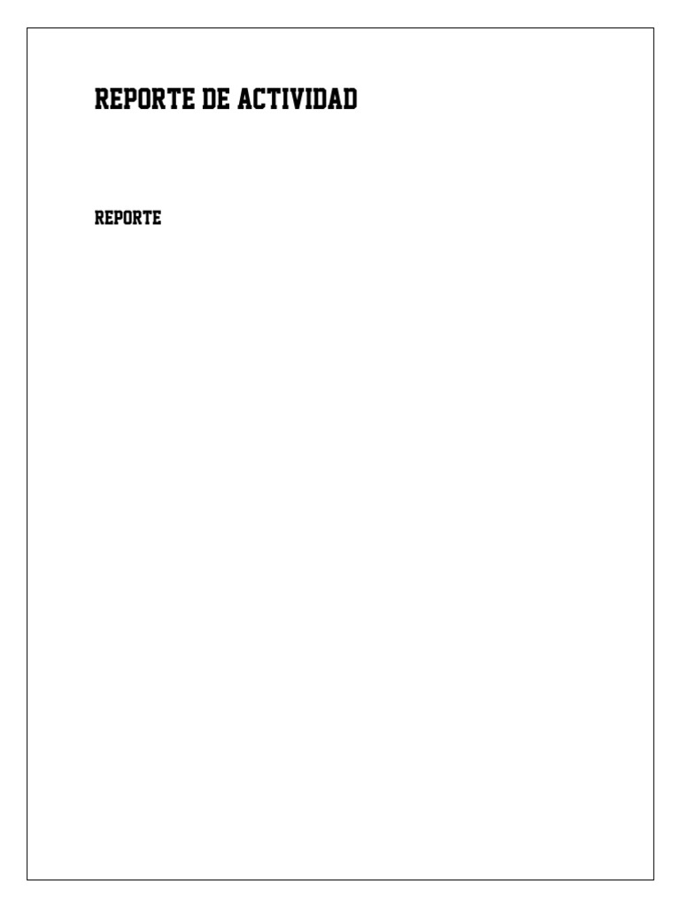 Reporte de Actividad doc | PDF