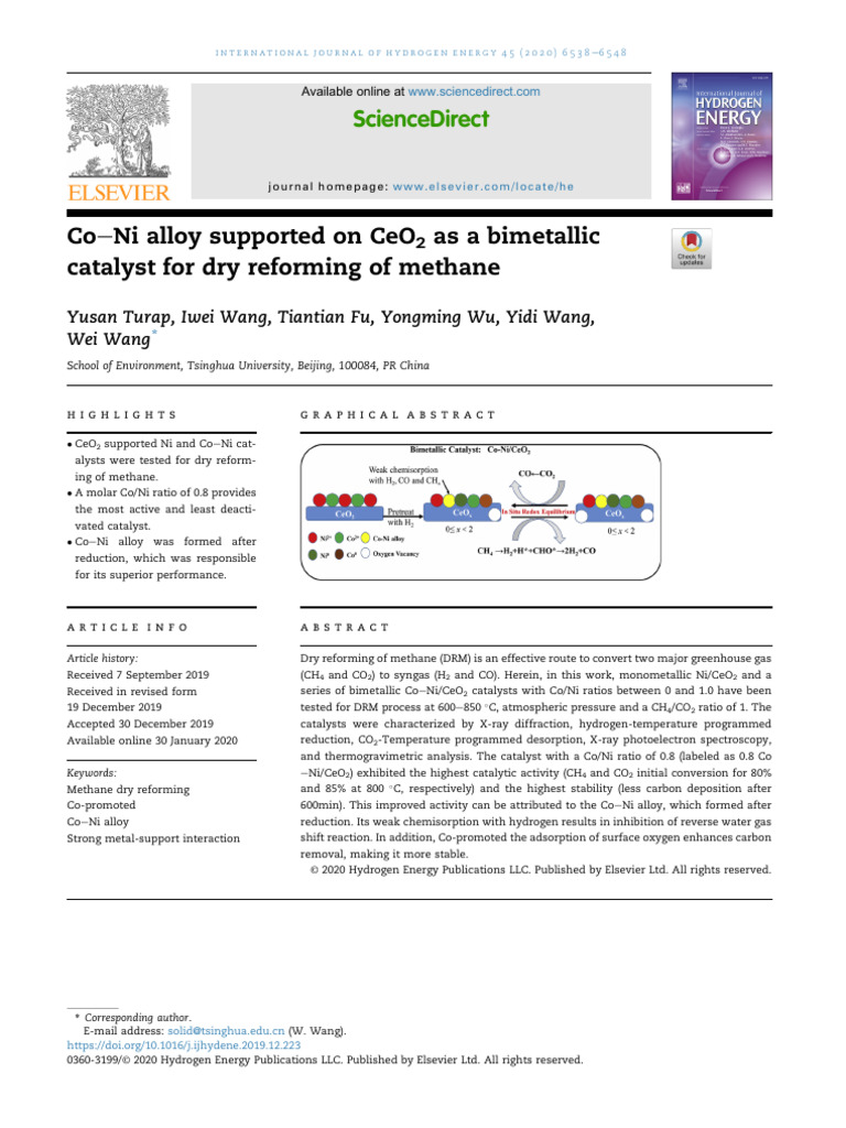Co-Ni Alloy Supported On CeO2 As A Bimetallic Catalyst For Dry ...