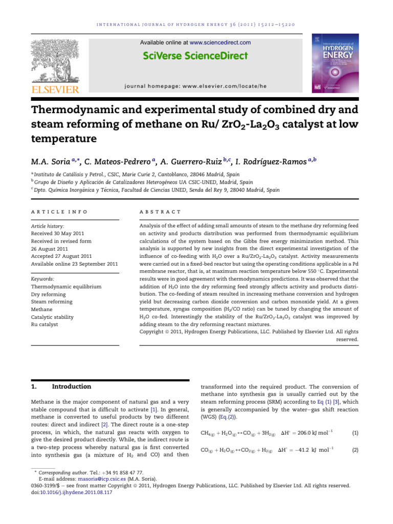 Thermodynamic and Experimental Study of Combined DRM and SRM On Ru-ZrLa ...