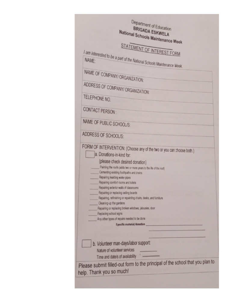 Be 2023 Statement of Interest Form | PDF