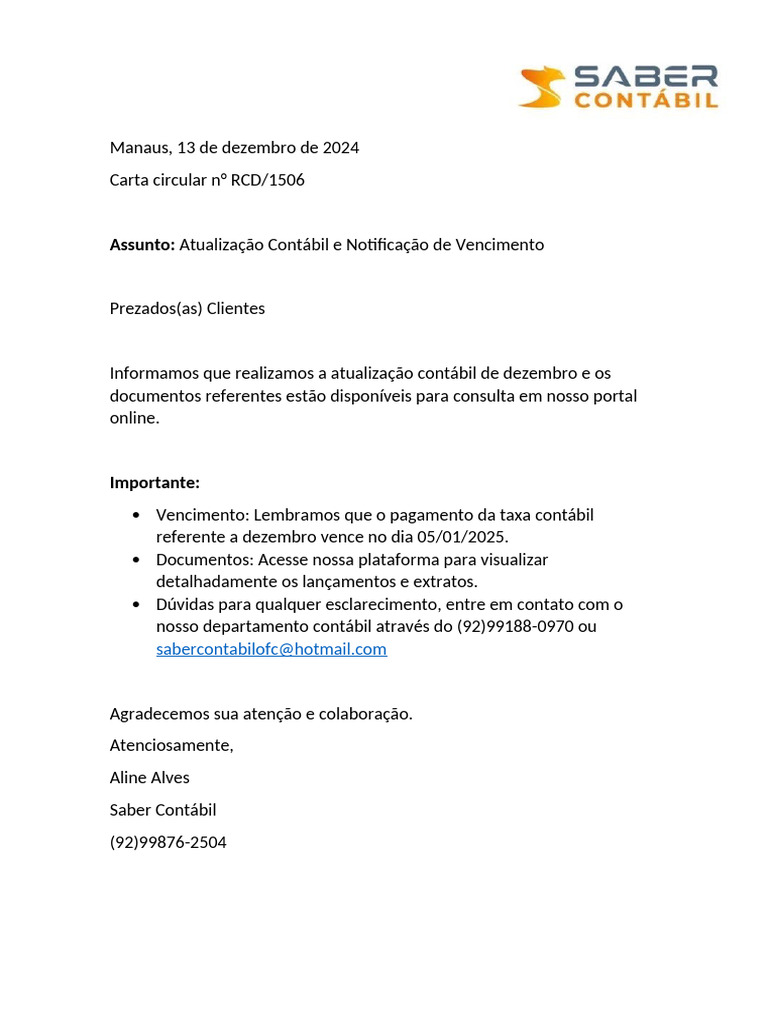 Modelo de Circular - Aline Alves | PDF