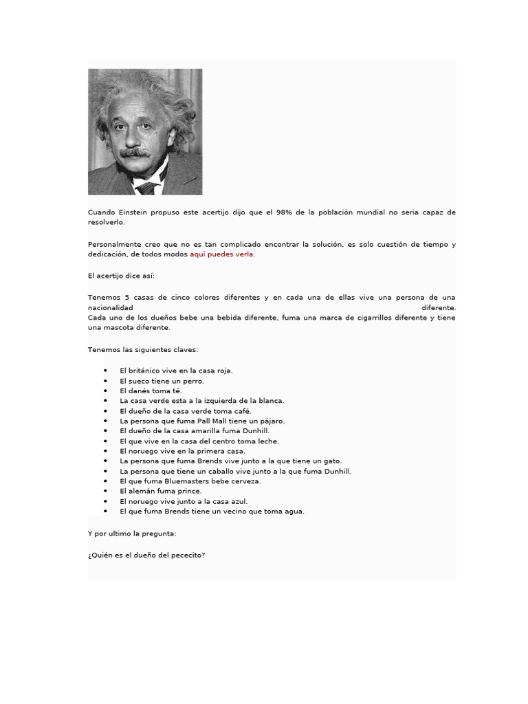 Einstein Acertijo | PDF