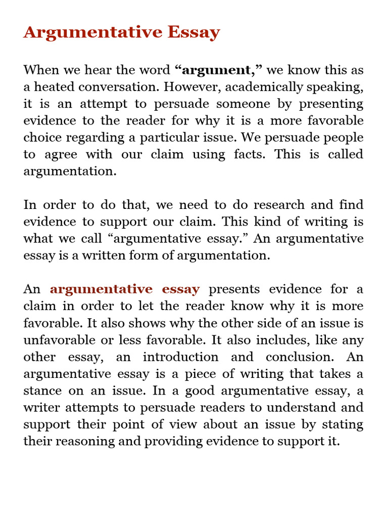 Argumentative Essay | PDF