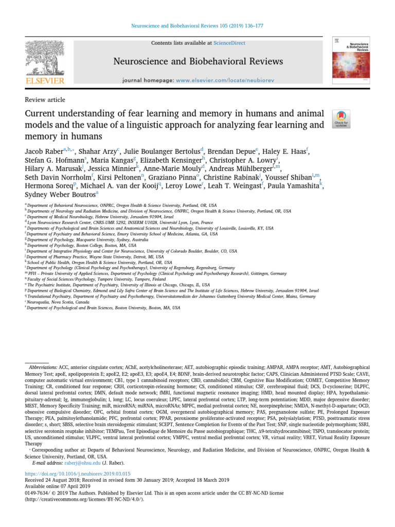 Fear Learning and Memory - Linguistic Approach | PDF | Reward System | Fear