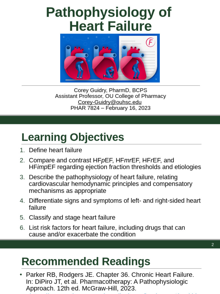 HF Patho Guidry 2023 - D2L | PDF | Heart Failure | Ejection Fraction