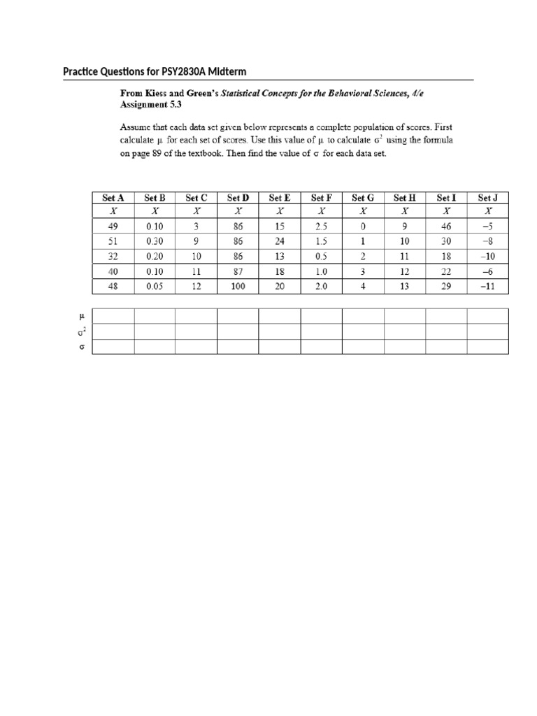 2830 Midterm Practice Questions | PDF