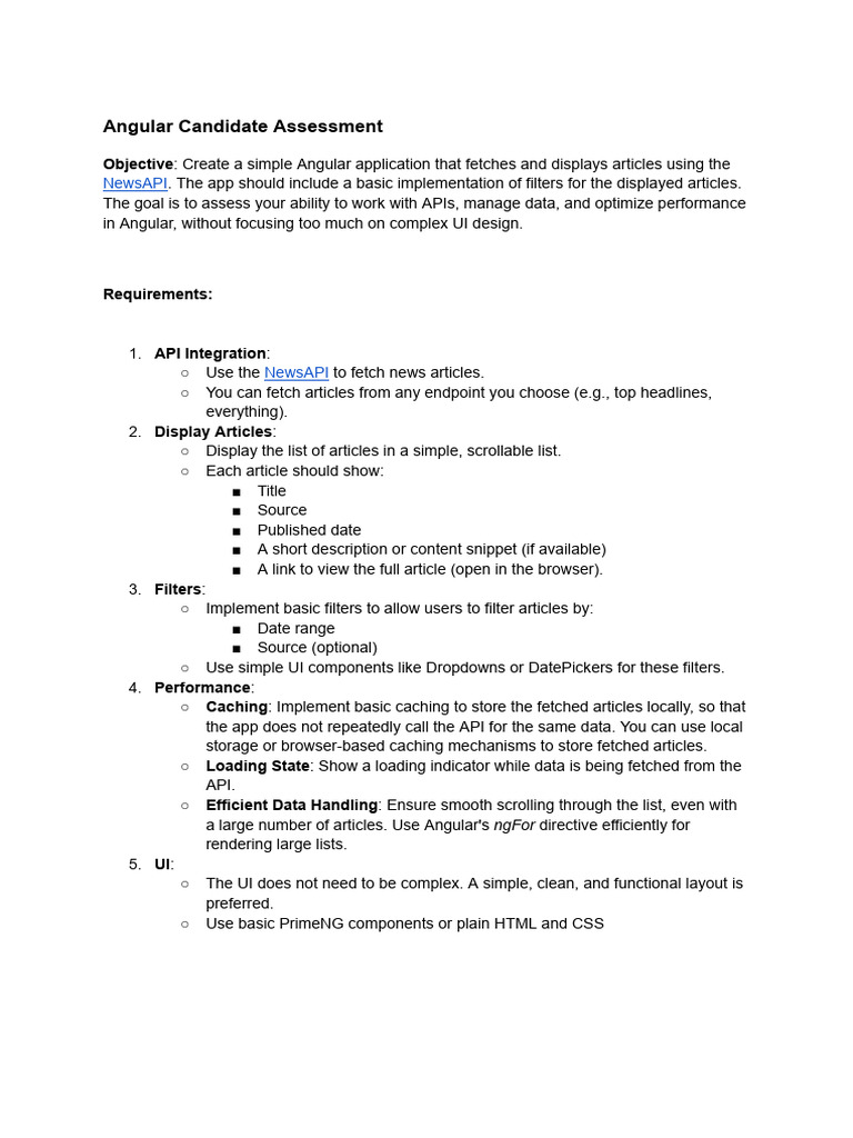 Angular Candidate Assessment | PDF | Mobile App | Cache (Computing)