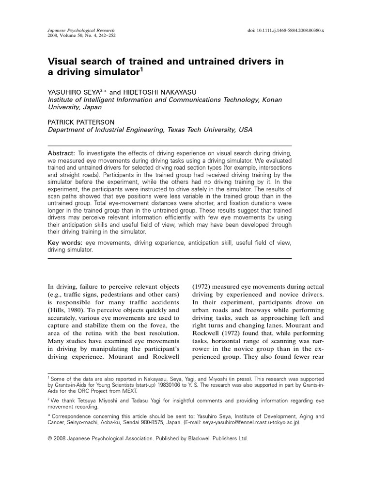 Visual Search of Trained and Untrained Drivers in a Driving Simulator ( Etc.) (Z-Library) | PDF ...