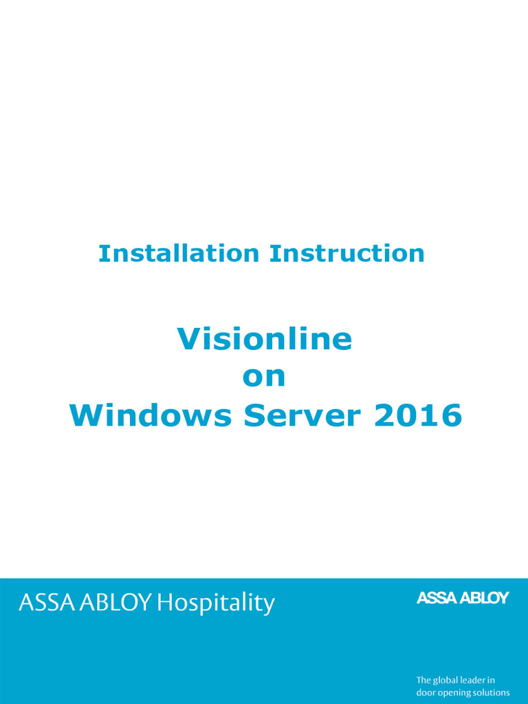 66 5013 070-0 Installation Instruction Visionline on Server 2016 | PDF ...