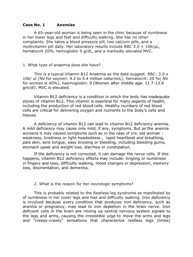 Case 1 Anemia | PDF | Sickle Cell Disease | Anemia